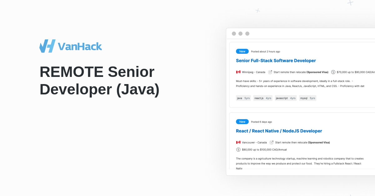 Remote Senior Developer Java Vanhack